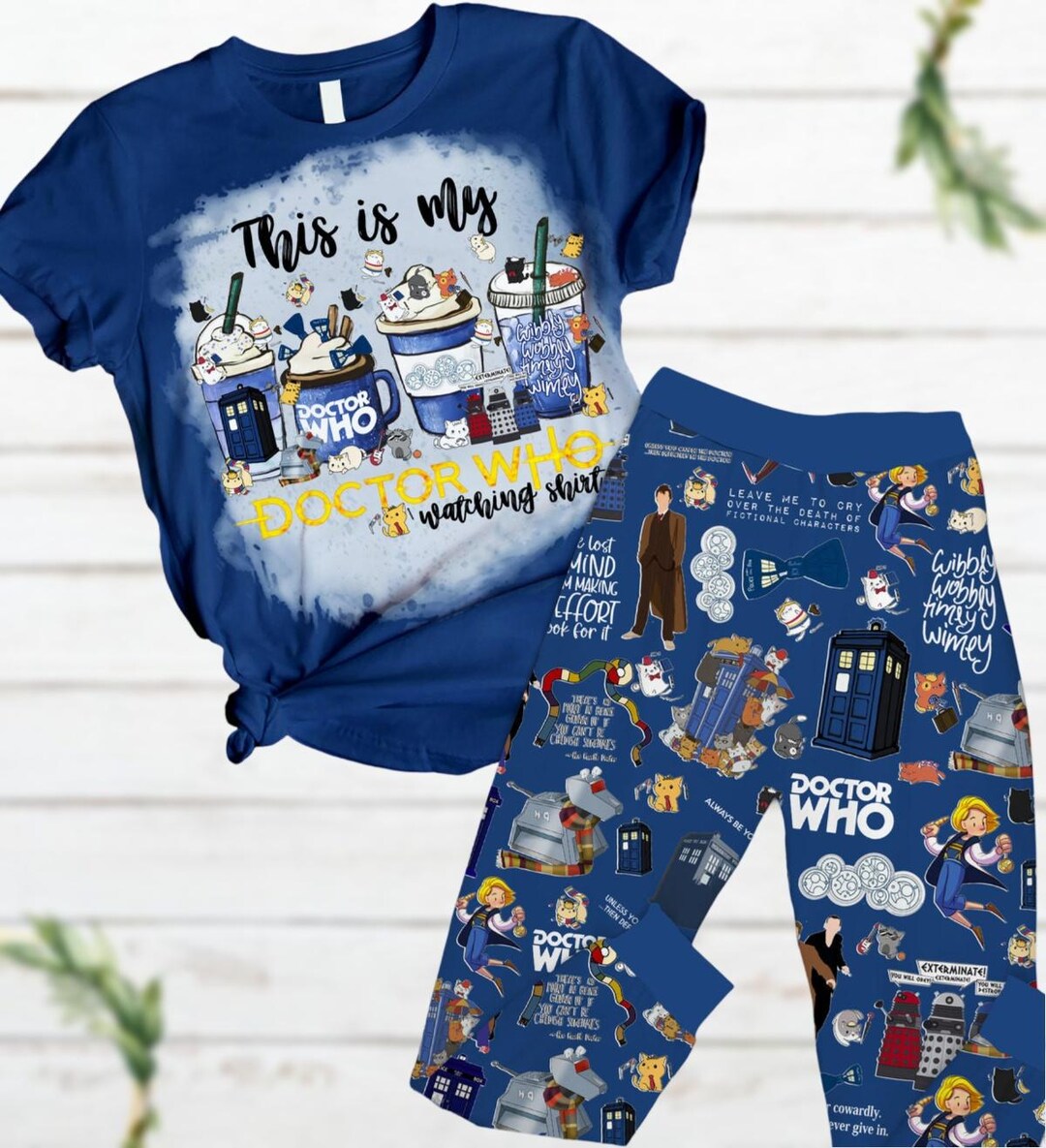 Christmas Vintage Doctor Who Pajamas Set, Police Box Tshirt, Movie ...