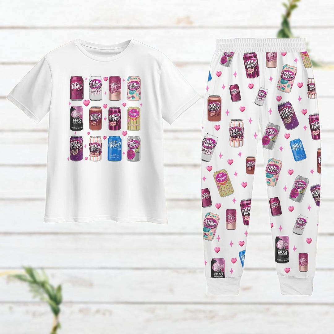 Dr Pepper Pajamas Set, Cute Soda Drink Shirt, Drpepper Holiday Pajamas ...