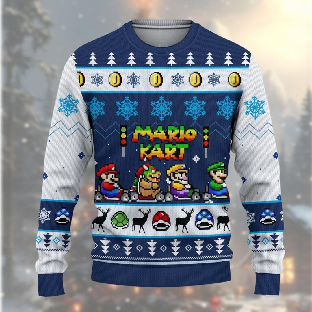 Christmas Mario and Friends Ugly Sweater, Luigi, Bowser Holiday Sweater ...