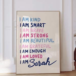 Affirmations Art Print I Am Motivational Wall Art Positive Affirmations ...