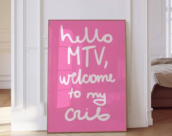 Hello MTV Welcome to My Crib Horizontal Print College Retro Y2K Dorm ...