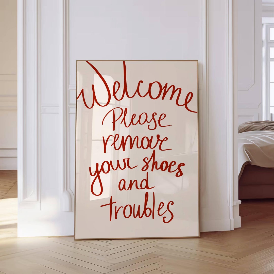 Shoes off Sign Funny Entryway Wall Art Retro Print No Shoes Printable ...