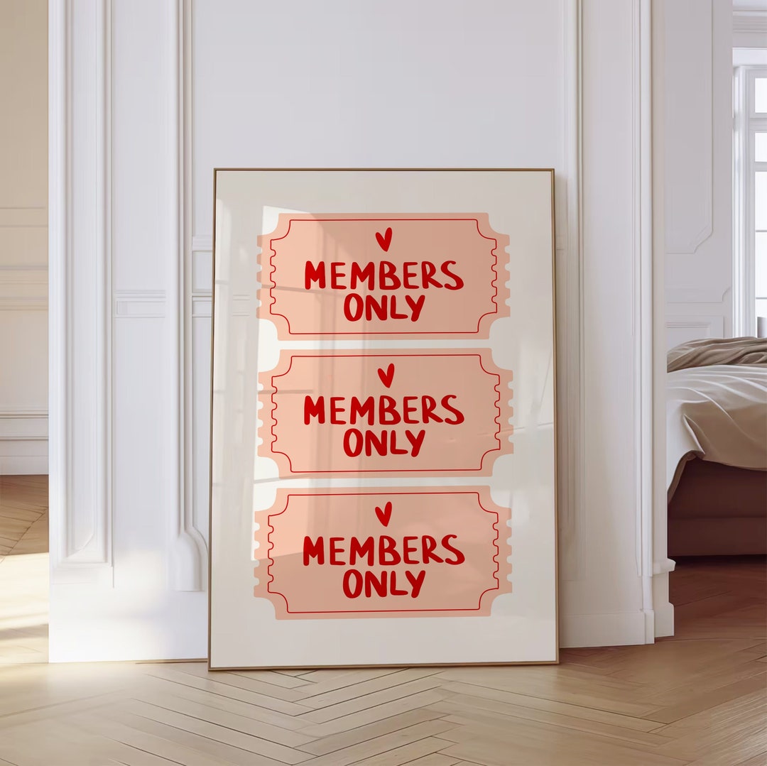Members Only Red Ticket Wall Art | Apartment Wall Decor | Ticket Art ...