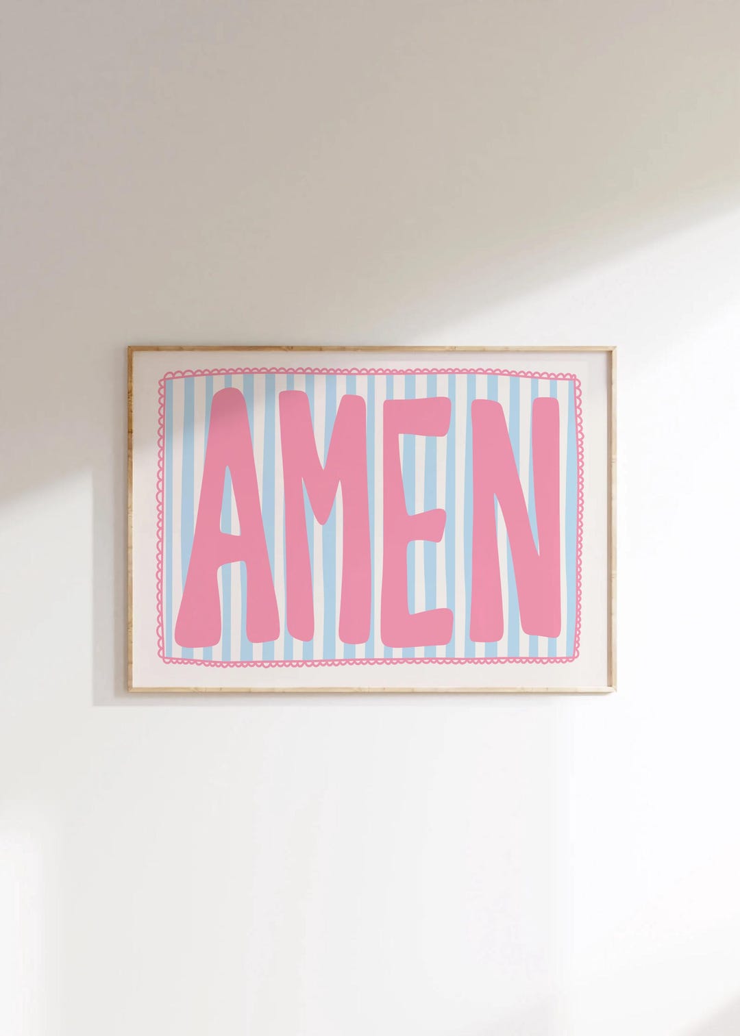 Amen Print Horizontal Christian Wall Art Coastal Jesus Typography ...