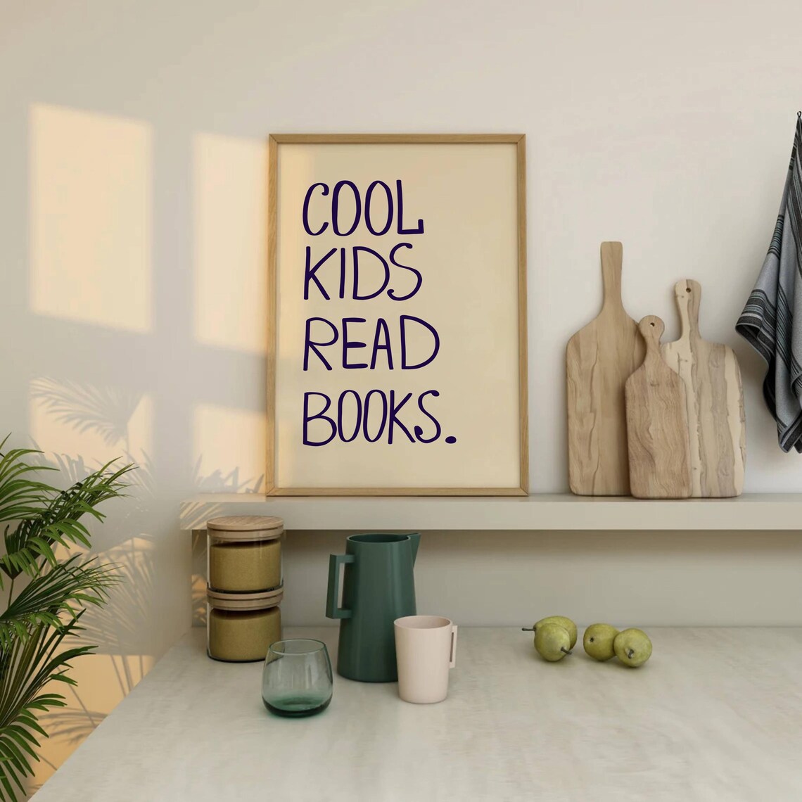 Cool Kids Read Books Printable Kids Reading Book Playroom Wall Decor ...