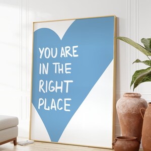 Light Blue Heart Wall Art Print This is the Right Place Quote Print ...