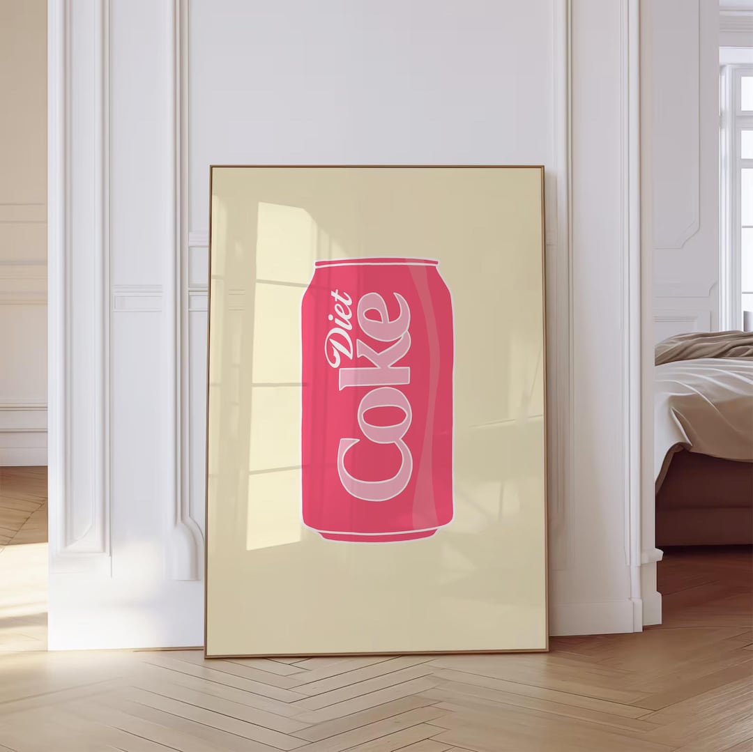 Pink Preppy Diet Coke Wall Art, Preppy Room Decor, Dorm Room Art ...