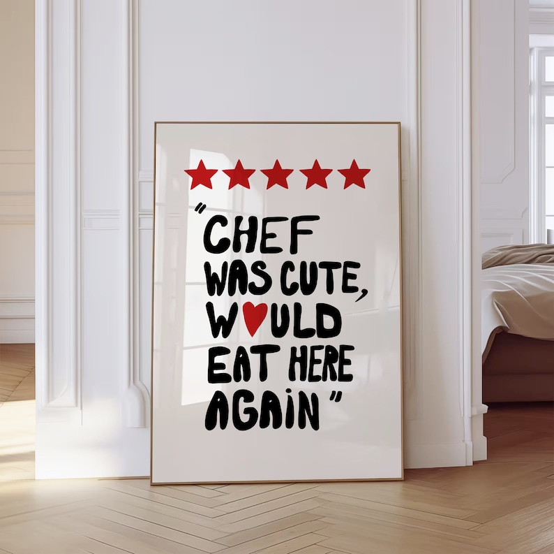 Chef Was Cute Would Eat Here Again Print Retro Wall Art, Kitchen Wall ...