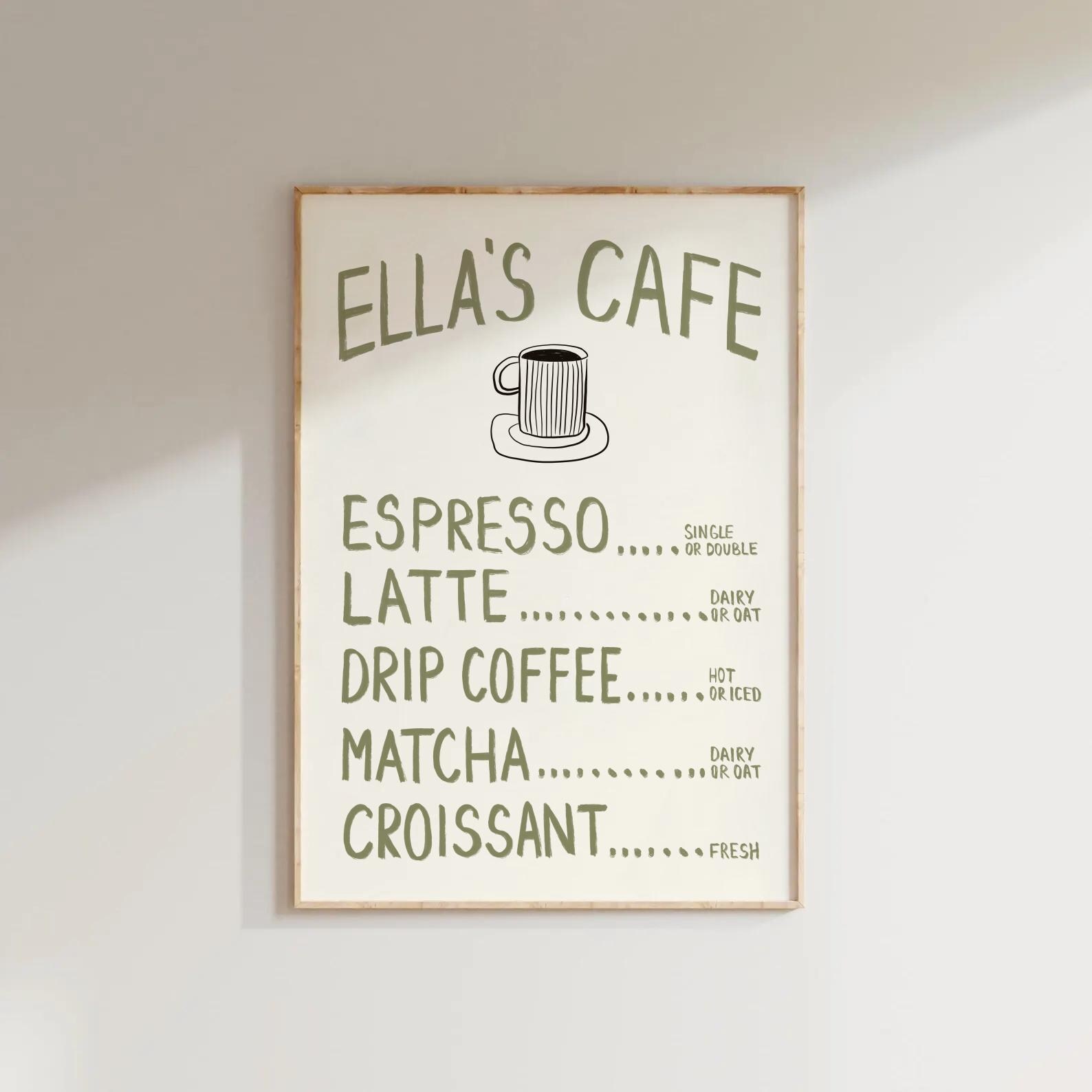 Personalized Coffee Menu Poster Cafe Print Coffee Bar Decor Kitchen ...