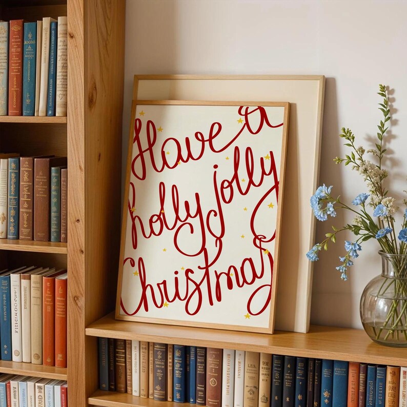 Trendy Have A Holly Jolly Christmas Retro Wall Art Minimalist Xmas ...