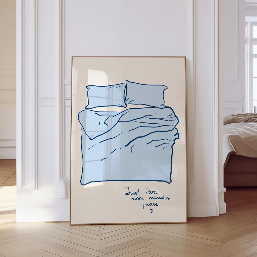 Stay in Bed Print Above Bed Art Cute Bedroom Art Hand Drawn Sketch ...