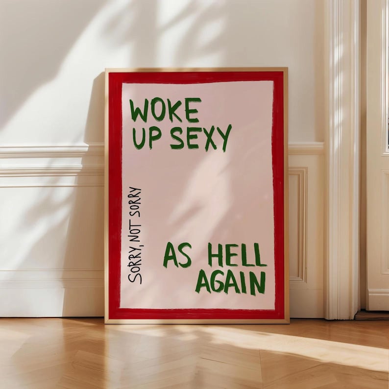 Retro Wall Art, Funny Bedroom Print, Above Bed Wall Art, Girly Quote ...