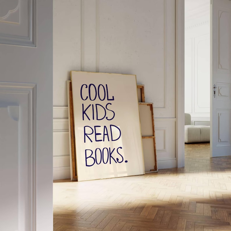 Cool Kids Read Books Printable Kids Reading Book Playroom Wall Decor ...