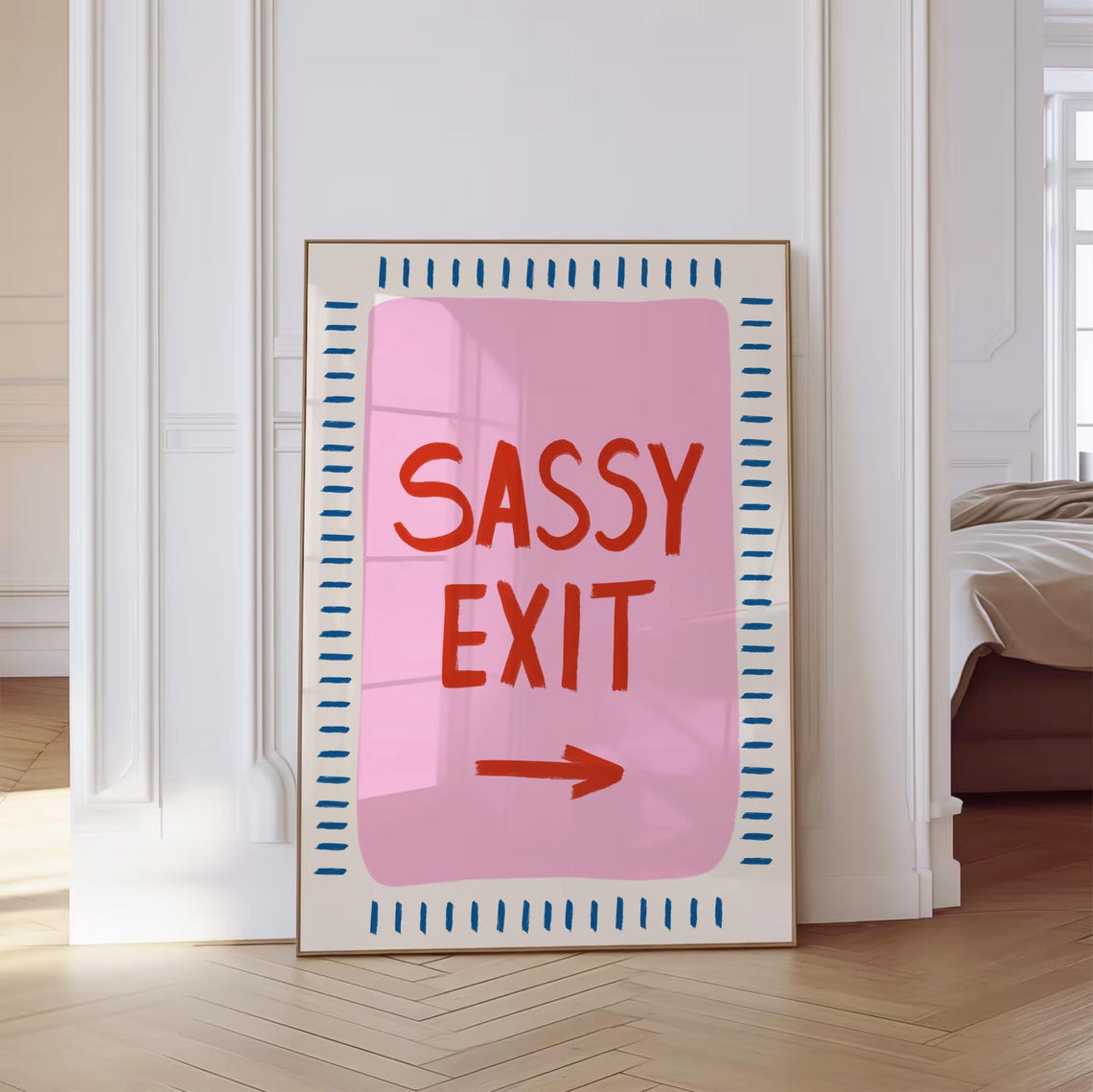 Sassy Exit Trendy Bathroom Print College Bedroom Sign Funny Pink Quote ...