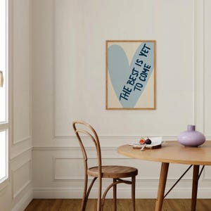 The Best is yet to Come Wall Art Print Navy Blue Preppy Print Trendy Heart Wall Art Aesthetic ...