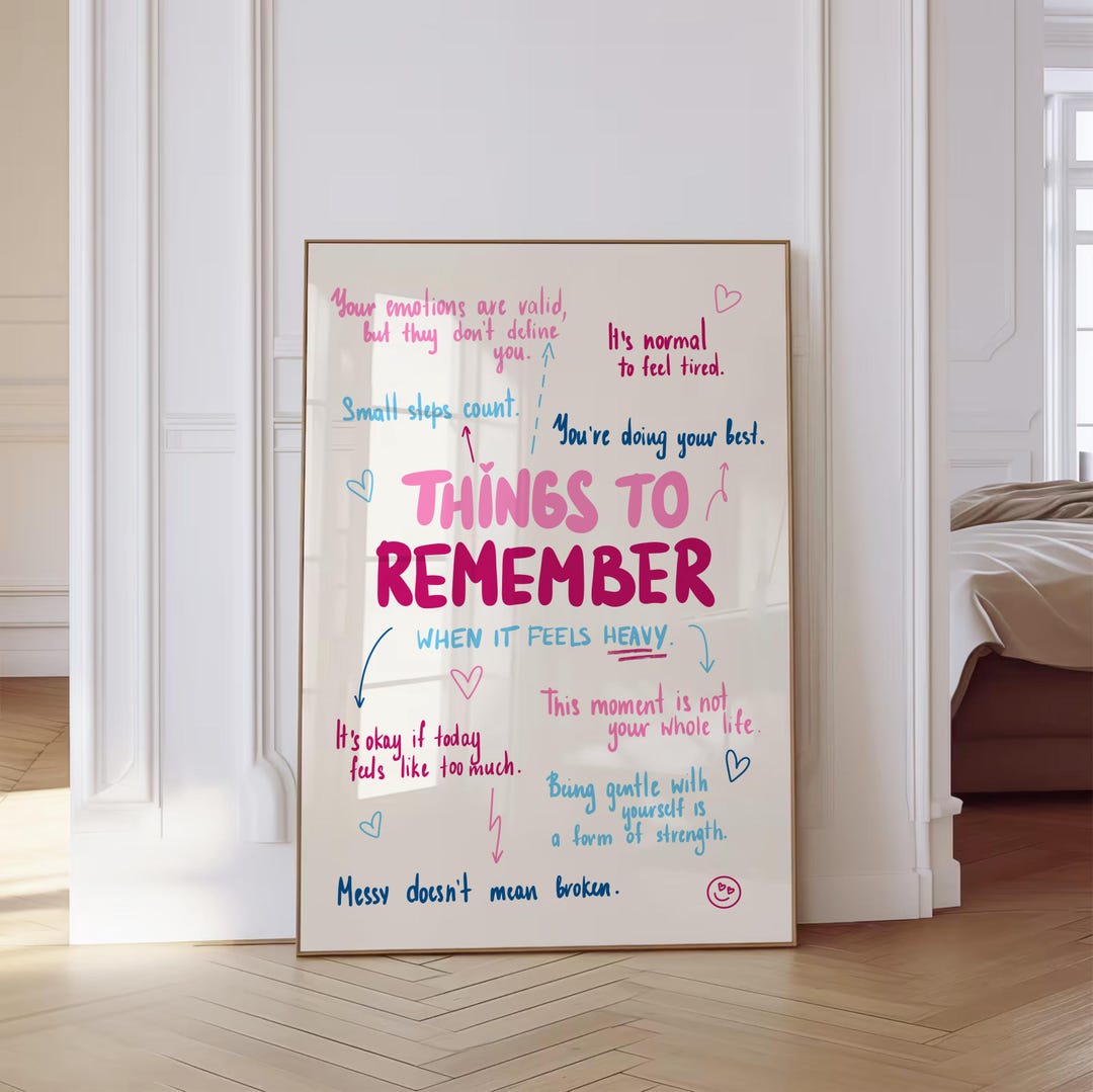 Things to Remember, Positive Affirmations Wall Art, Calming Corner ...