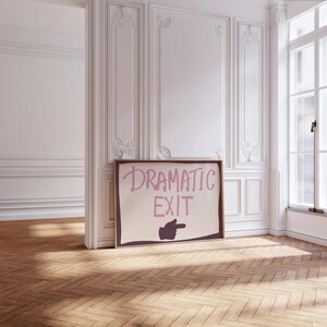 Trendy Dramatic Exit Door Sign Funny Wall Art Print Dark Purple Preppy ...