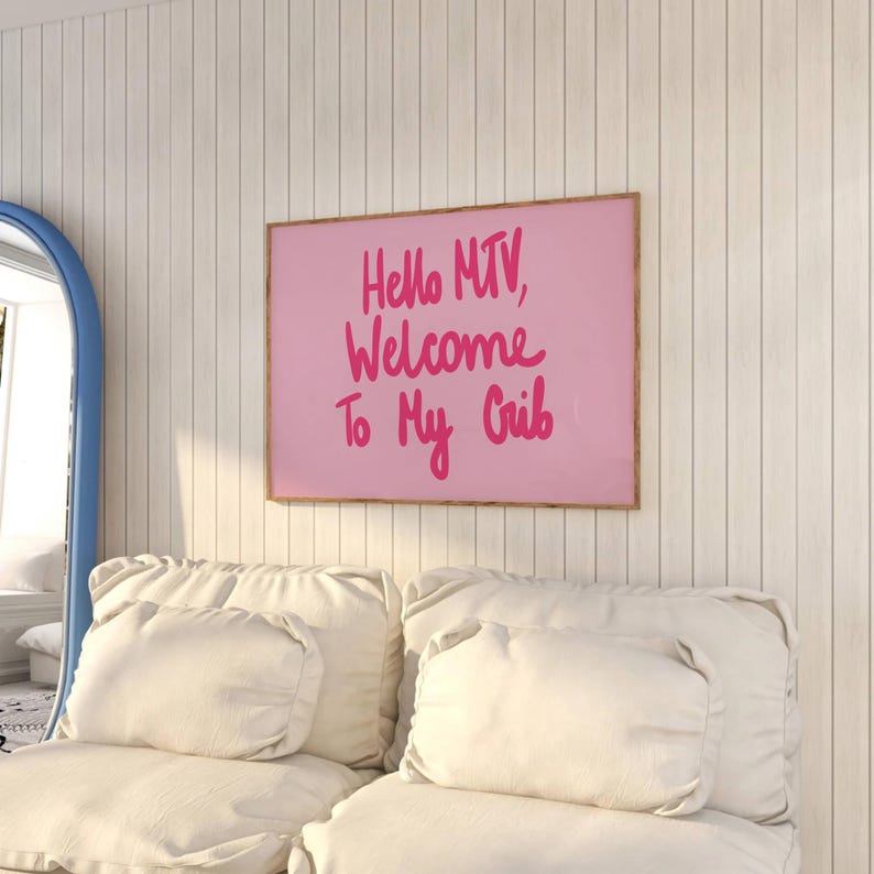 Hello MTV Welcome to My Crib Horizontal Print College Retro Y2K Dorm ...