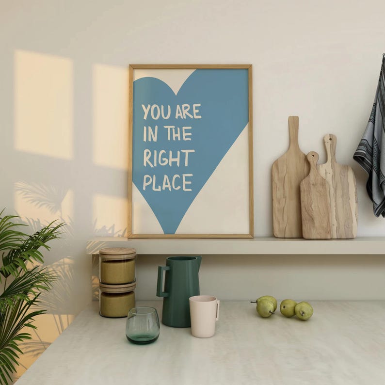 Light Blue Heart Wall Art Print This is the Right Place Quote Print ...