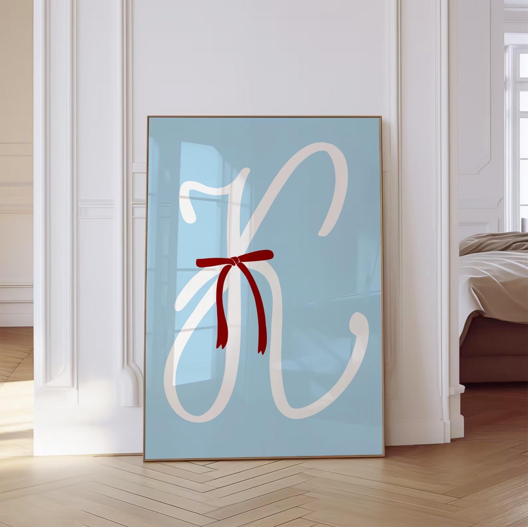 Letter K Print Light Blue Wall Art Big Letters for Wall K Dorm Wall Art ...