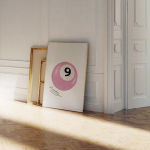 Vintage Pool Ball Print Retro Hand-drawn Wall Art Trendy Lucky 9 Ball ...