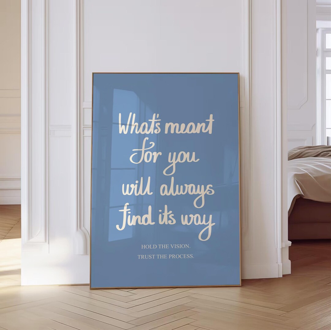 Blue Quote Wall Art Trendy Blue Print Bedroom Decor Uplifting Blue ...