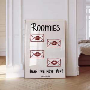 Personalized Roommate Print DIY Lipstick Kisses Roomies Sign Coquette ...
