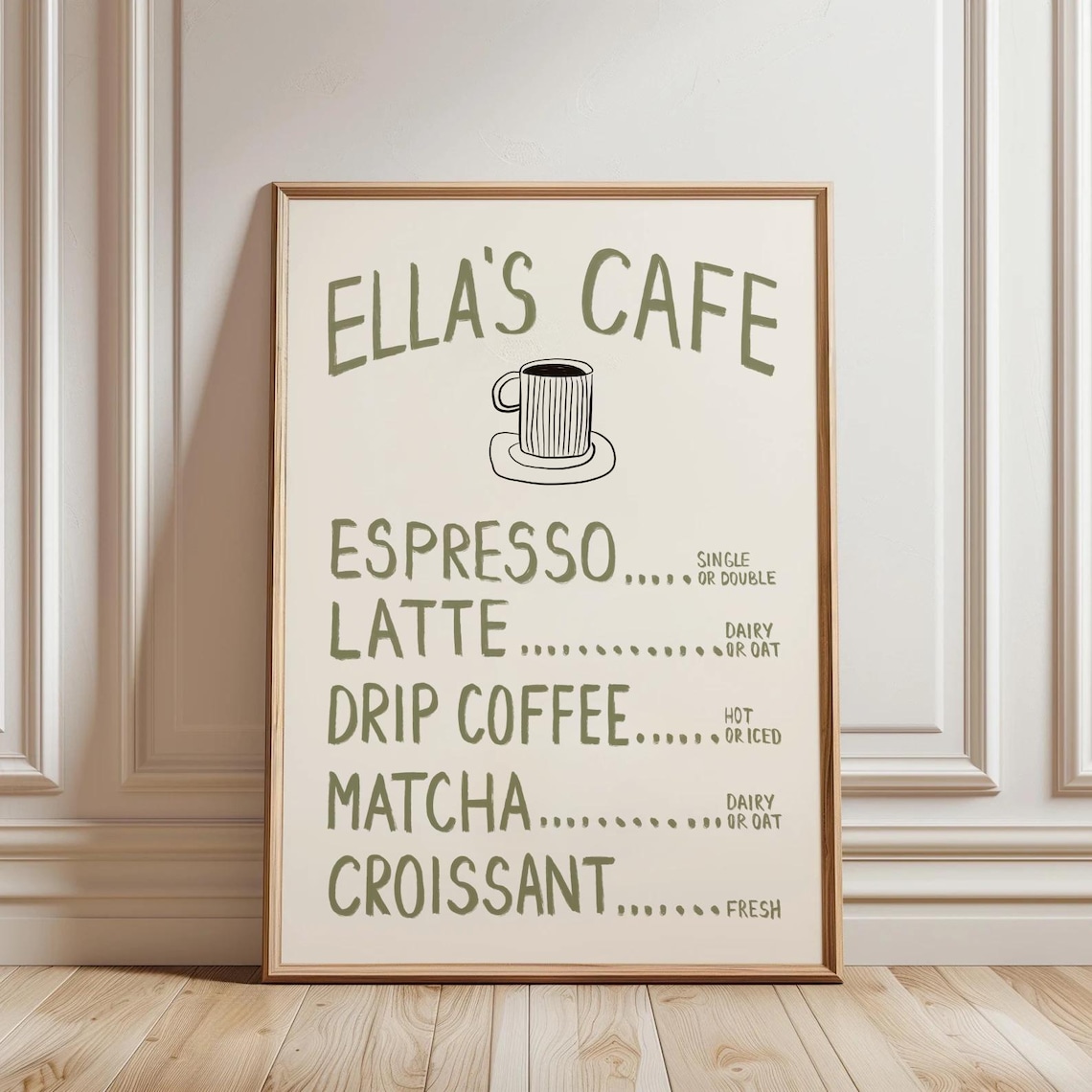 Personalized Coffee Menu Poster Cafe Print Coffee Bar Decor Kitchen ...