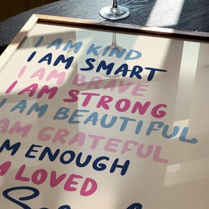 Affirmations Art Print I Am Motivational Wall Art Positive Affirmations ...