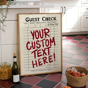 Customize Guest Check Poster Trendy Wall Art Aesthetic Typographic ...