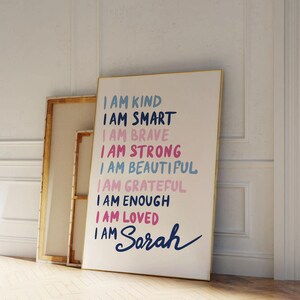 Affirmations Art Print I Am Motivational Wall Art Positive Affirmations ...