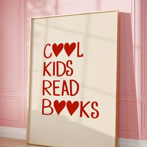 Cool Kids Read Books Printable Kids Reading Book Playroom Wall Decor ...