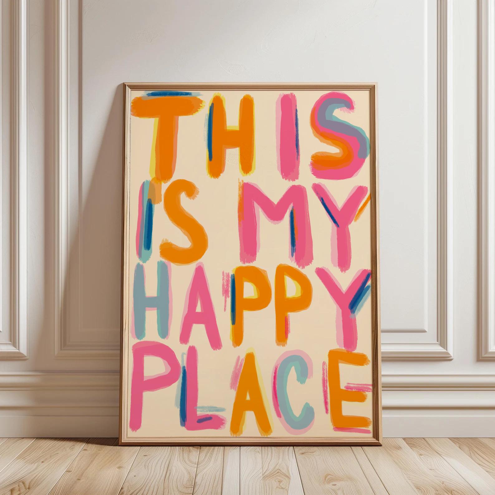 This is My Happy Place Wall Art Print Orange Pink Poster Preppy Print ...
