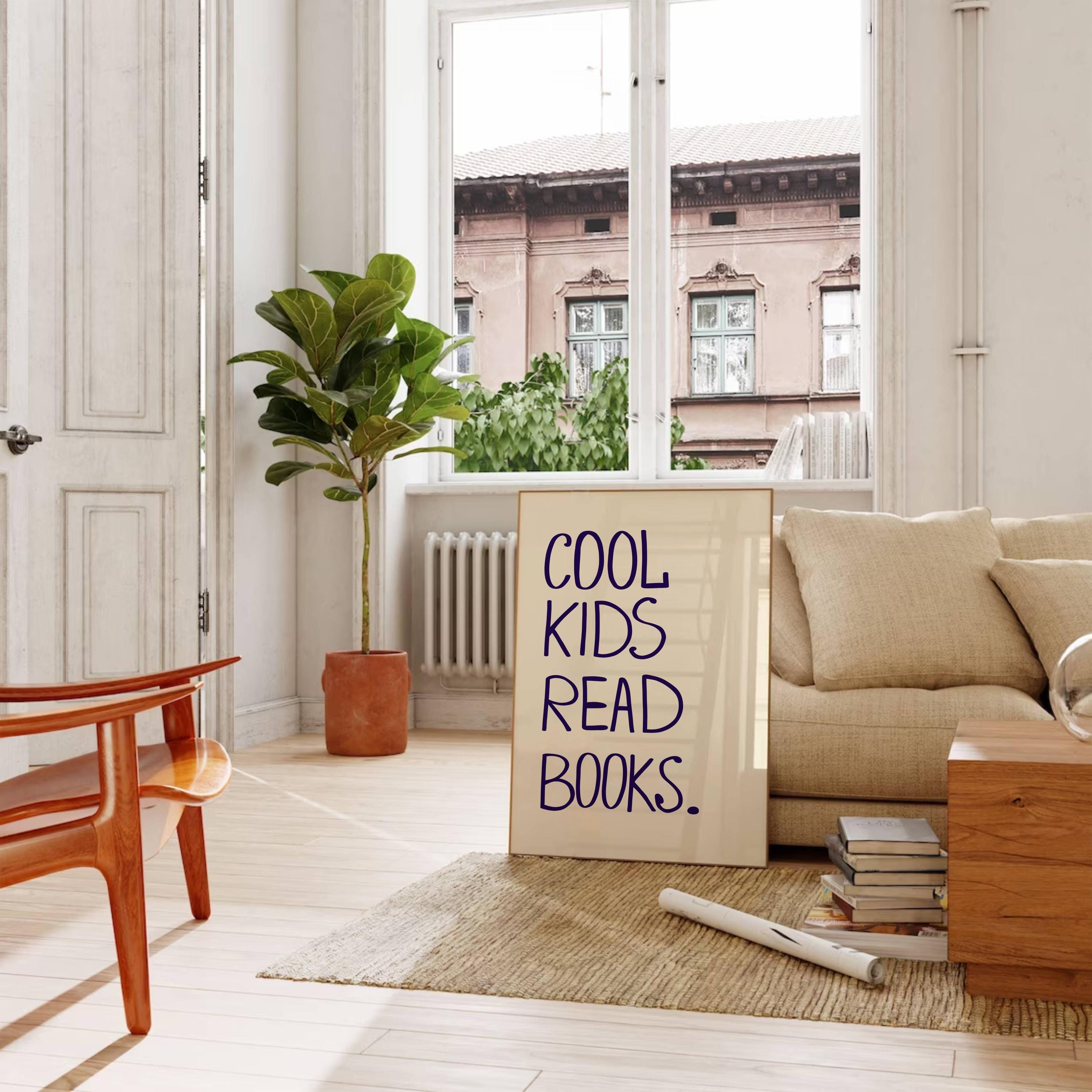 Cool Kids Read Books Printable Kids Reading Book Playroom Wall Decor ...