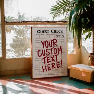 Customize Guest Check Poster Trendy Wall Art Aesthetic Typographic ...