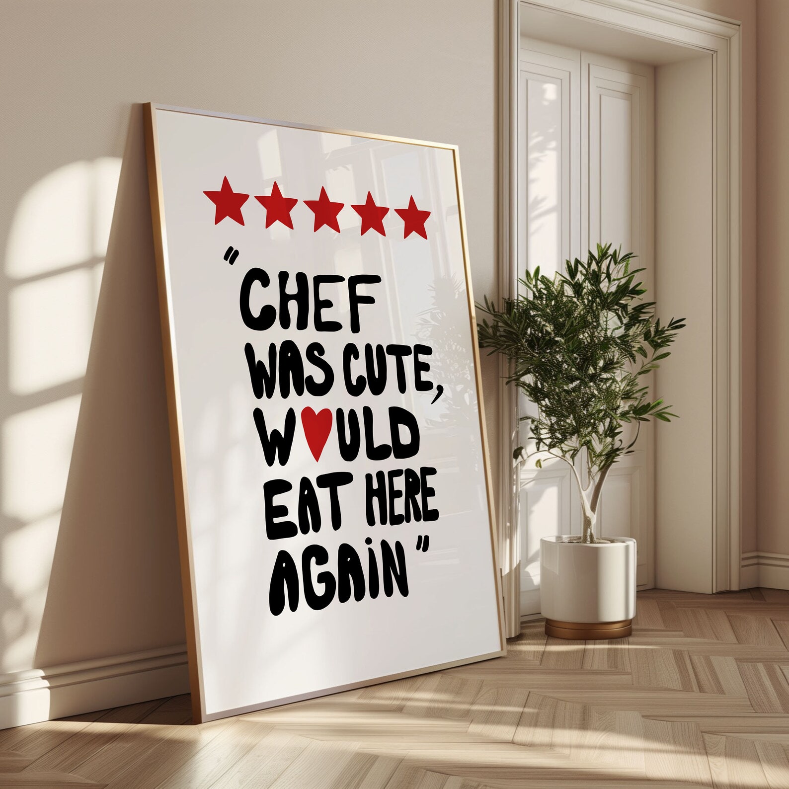 Chef Was Cute Would Eat Here Again Print | Retro Wall Art, Kitchen Wall ...