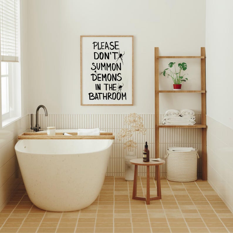 Halloween Quote Bathroom Wall Art Sign Spooky Halloween Decor Retro ...