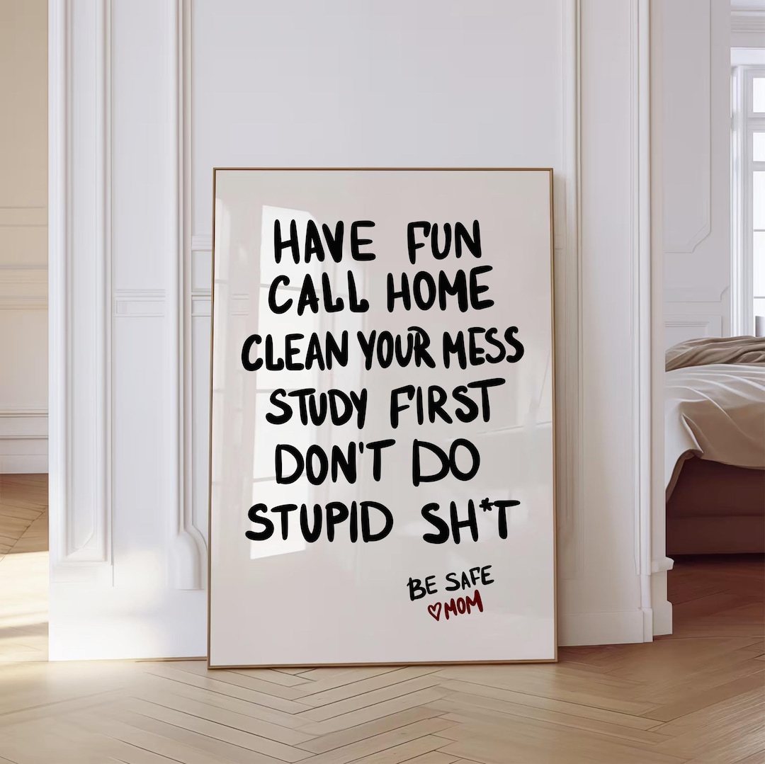 Dorm Rules Decor Dorm Room Sign Graduation Gift From Mom College Quote ...