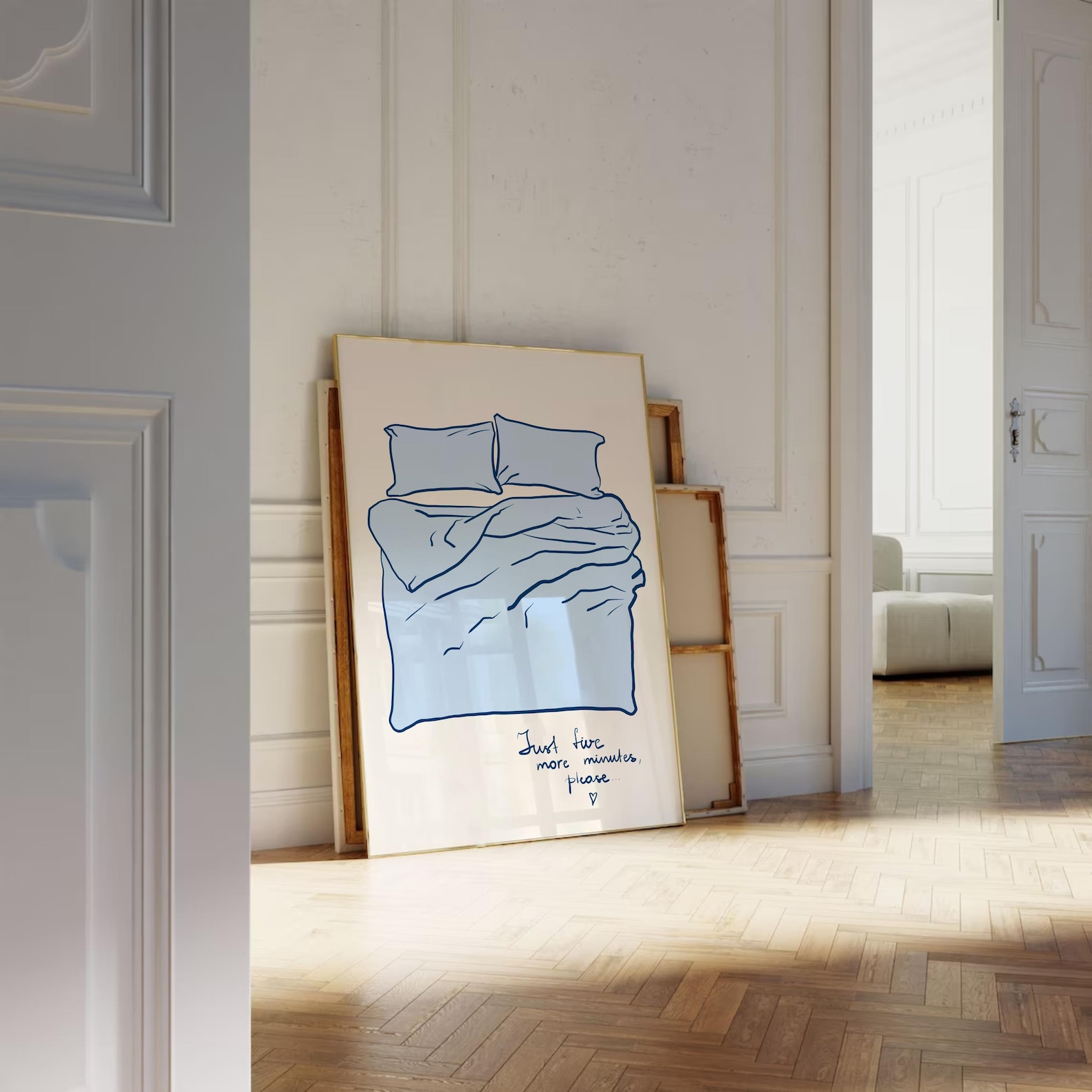 Stay in Bed Print Above Bed Art Cute Bedroom Art Hand Drawn Sketch ...