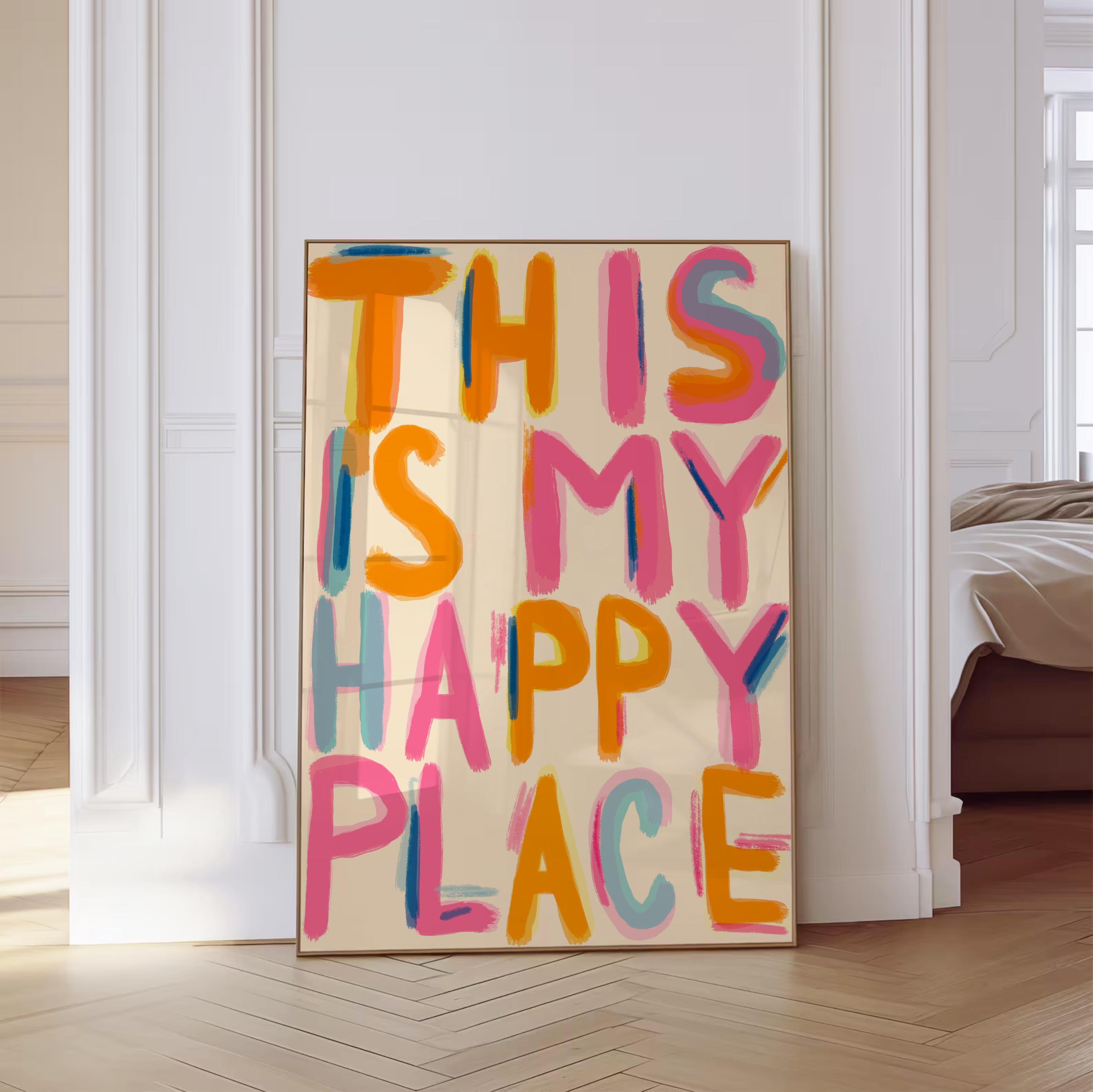 This is My Happy Place Wall Art Print Orange Pink Poster Preppy Print ...
