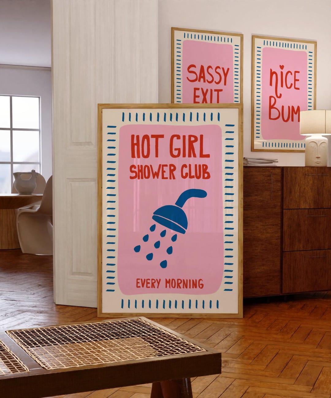 Shower Club Trendy Bathroom Print College Bathroom Sign Funny Pink ...