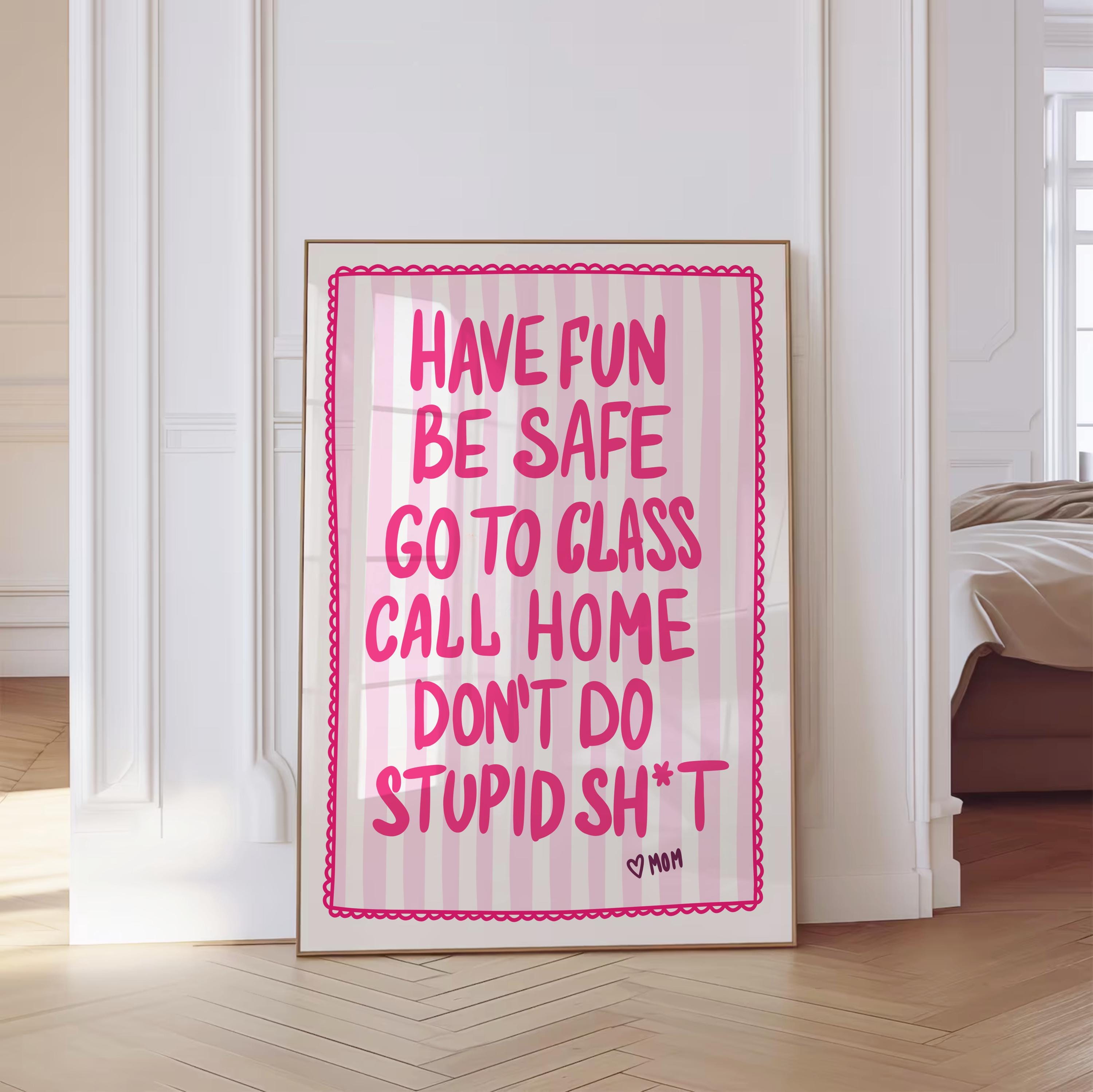 Dorm Rules Decor Dorm Room Sign Graduation Gift College Pink Quote ...