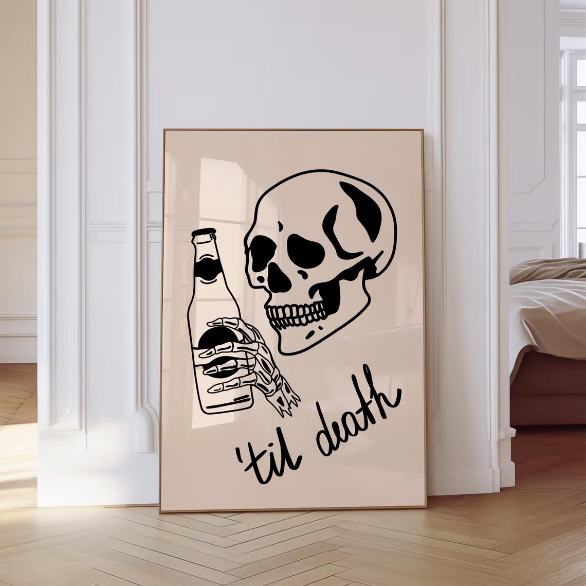 Funny Quote Poster Skeleton Halloween Wall Art Spooky Trendy Wall Art ...