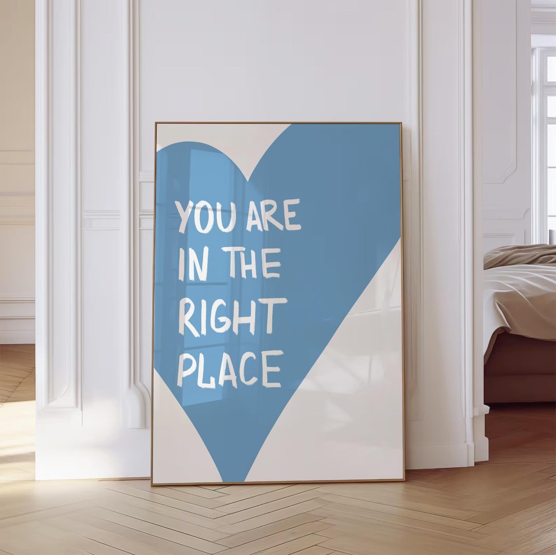 Light Blue Heart Wall Art Print This is the Right Place Quote Print ...