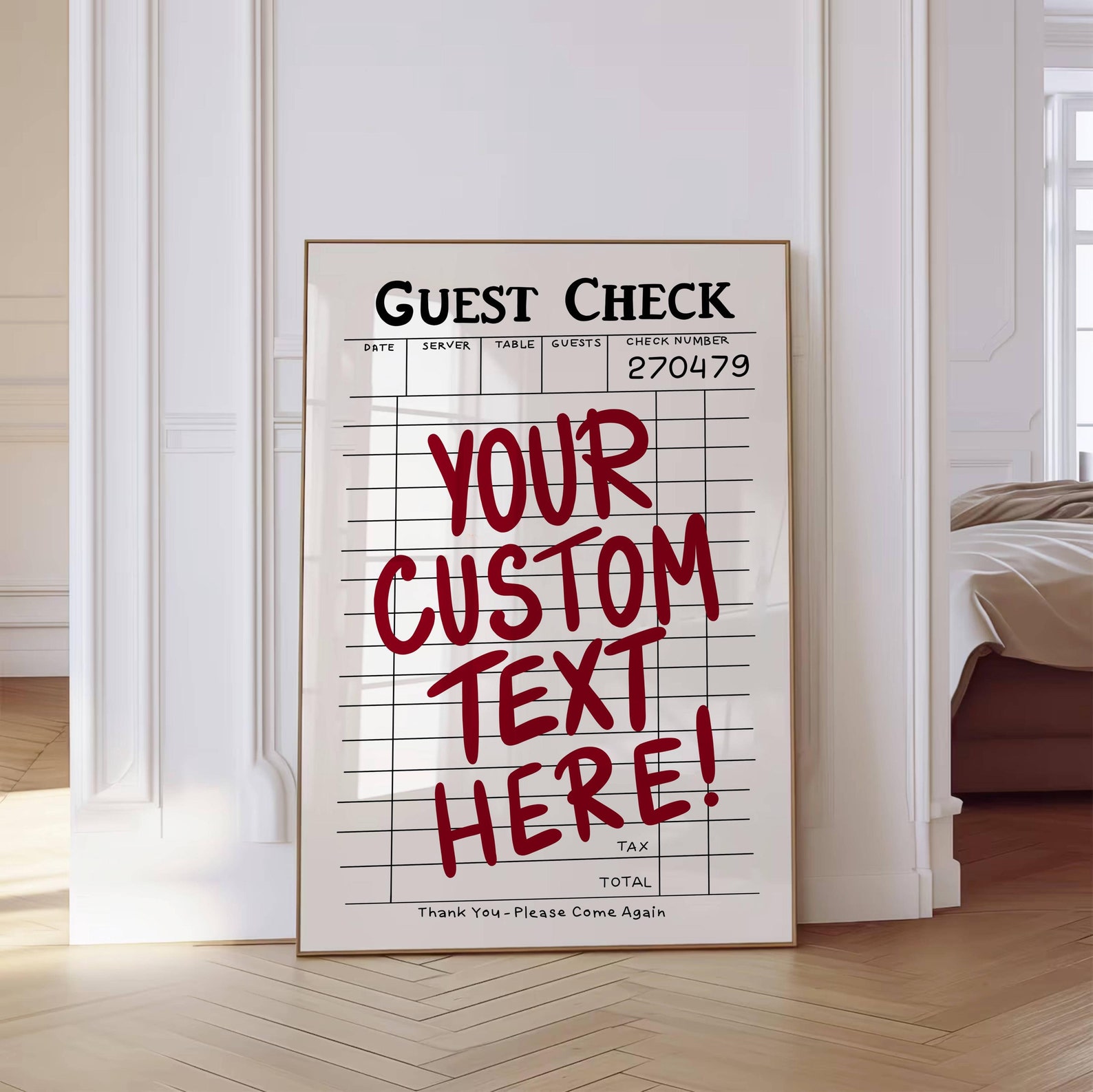 Customize Guest Check Poster Trendy Wall Art Aesthetic Typographic ...