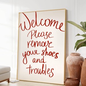 Shoes off Sign Funny Entryway Wall Art Retro Print No Shoes Printable ...