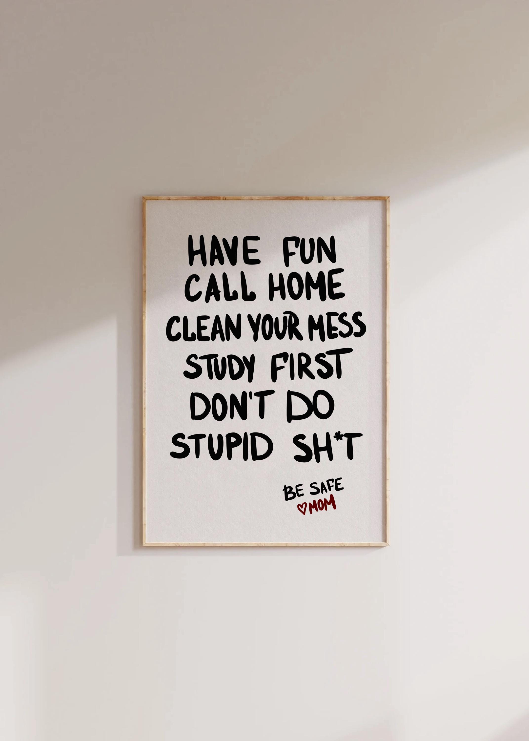 Dorm Rules Decor Dorm Room Sign Graduation Gift From Mom College Quote ...