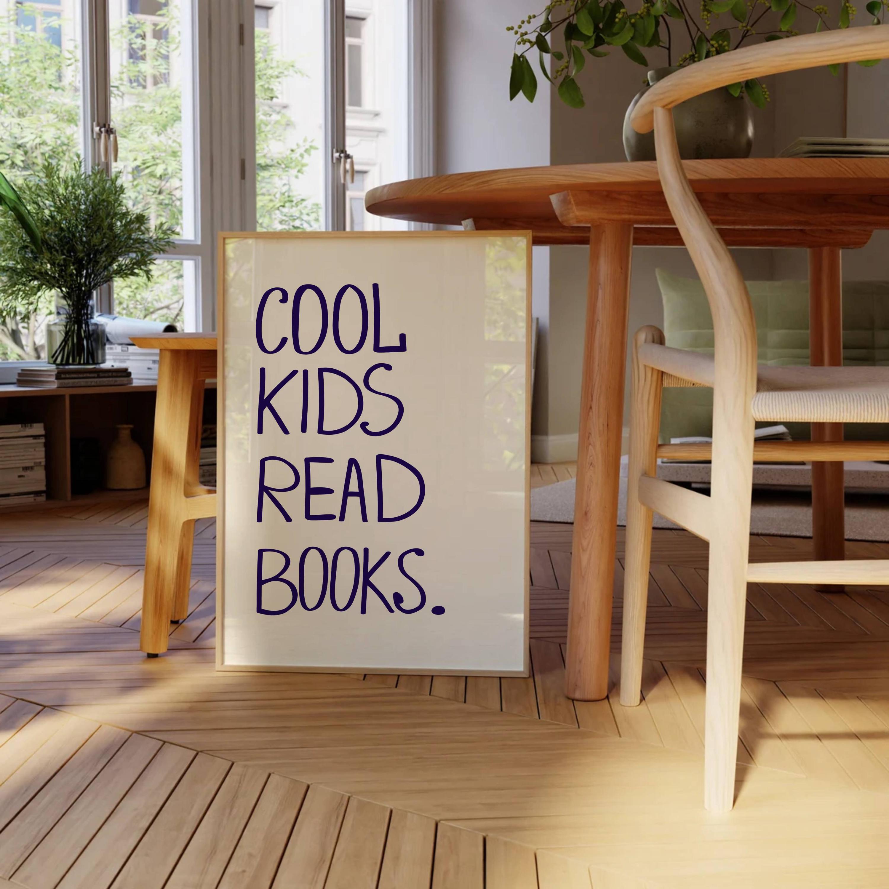 Cool Kids Read Books Printable Kids Reading Book Playroom Wall Decor ...