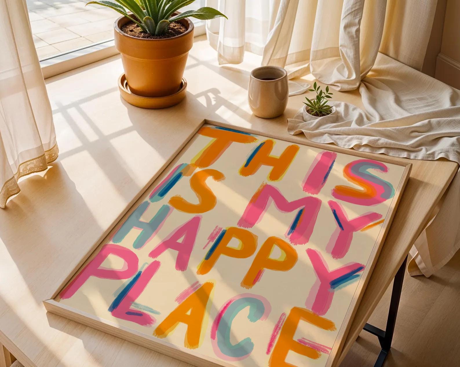 This is My Happy Place Wall Art Print Orange Pink Poster Preppy Print ...