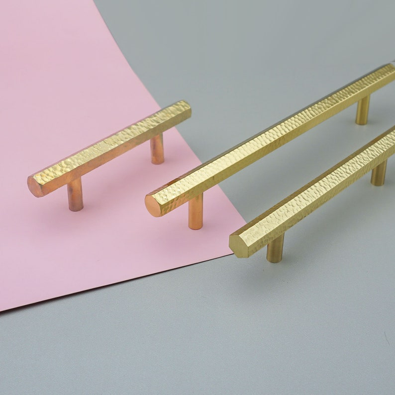 Hammered Drawer Pull Handle Hammer Solid Brass Kitchen Pull and Knob Cabinet Pull Knob Mini ...